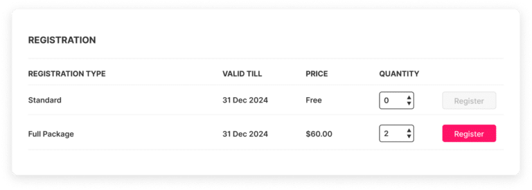 Customisable Registration - Gevme