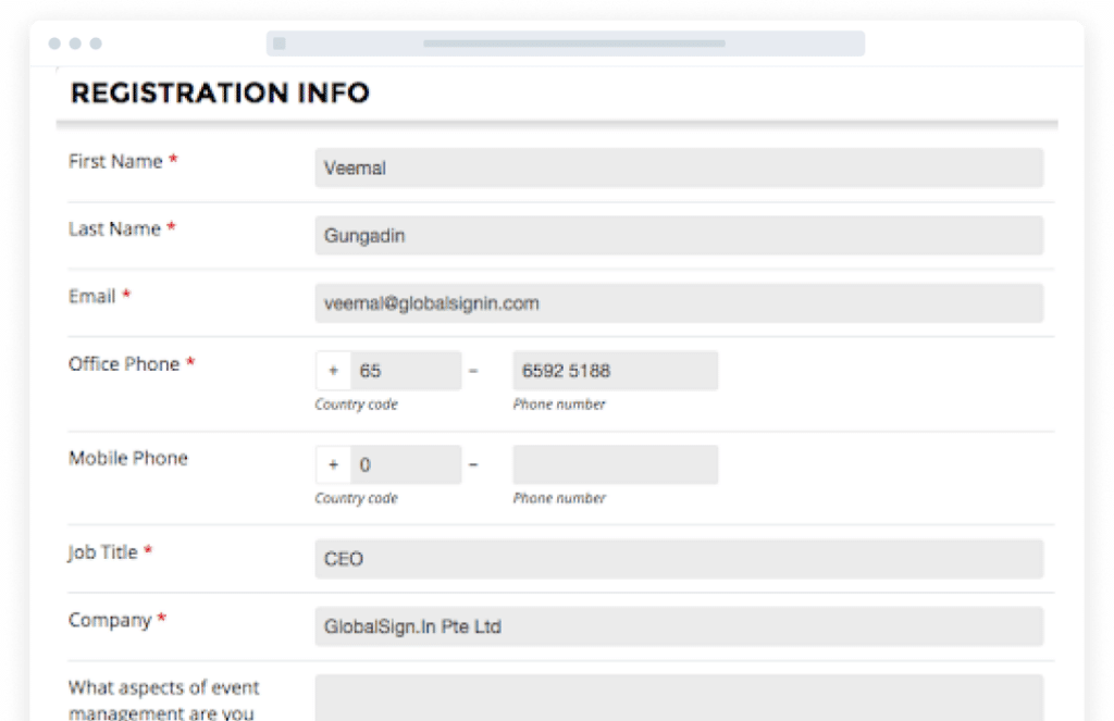 Frictionless Registration - Gevme