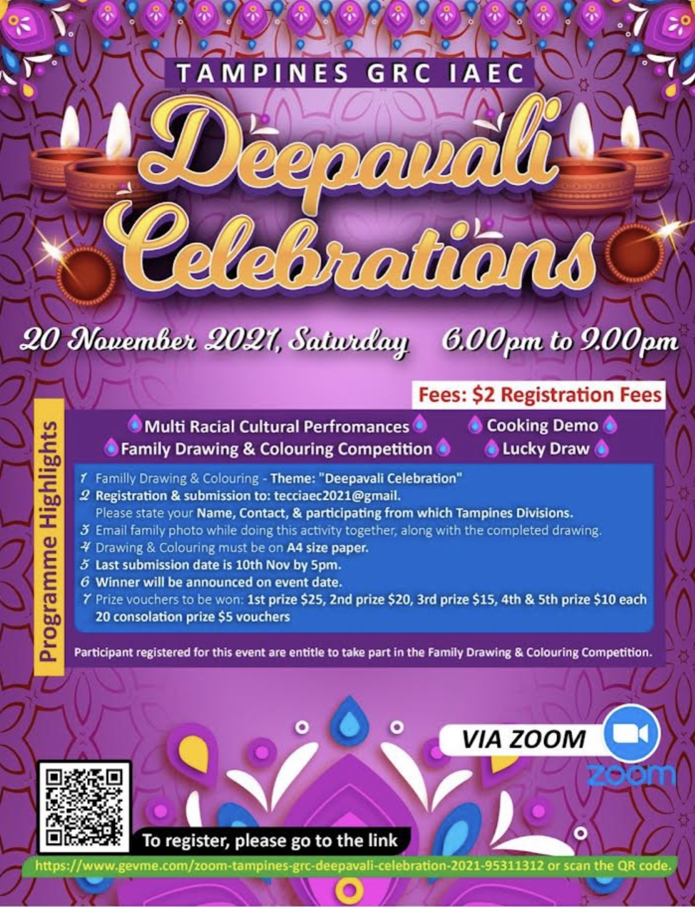 Virtual Zoom Tampines GRC Deepavali Celebration 2021 GEVME
